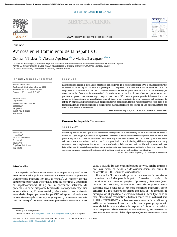 (PDF) Recomendaciones para el manejo y tratamiento de la hepatitis C de la Asociación ...
