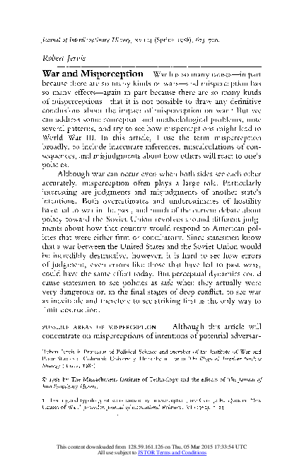 (PDF) War and Misperception