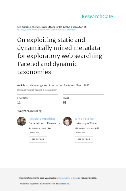 (PDF) On exploiting static and dynamically mined metadata for exploratory web searching ...