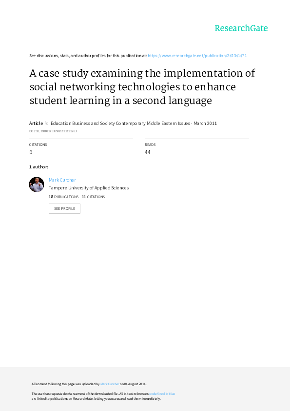 (PDF) A case study examining the implementation of social networking ...