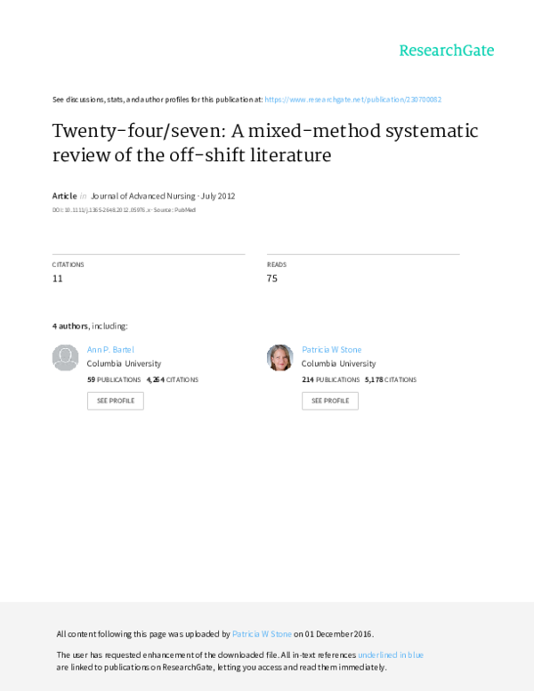 (PDF) Twenty-four/seven: a mixed-method systematic review of the off ...