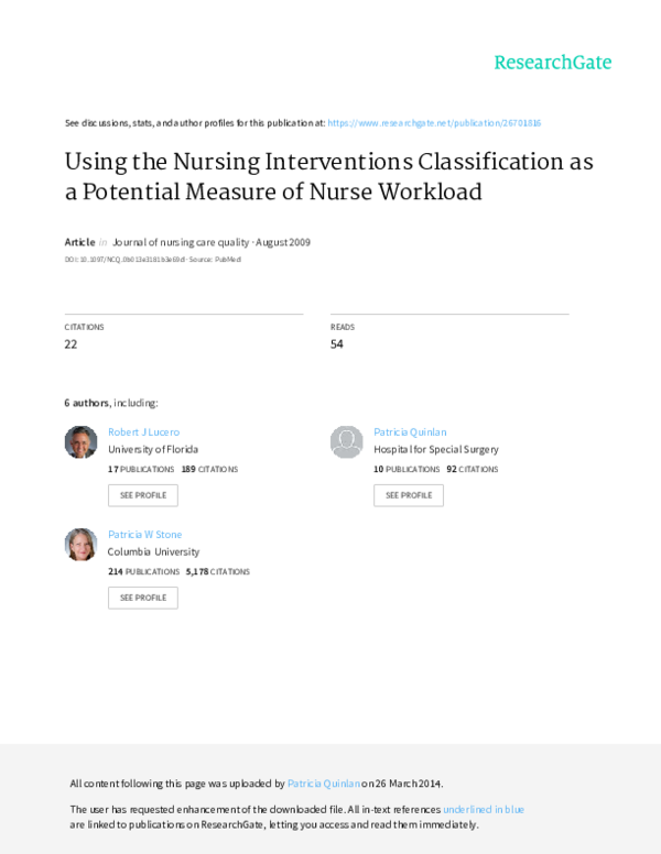 (PDF) Using the Nursing Interventions Classification as a Potential ...