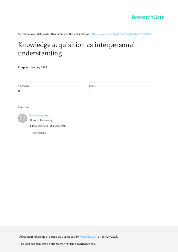 (PDF) Knowledge acquisition as interpersonal understanding