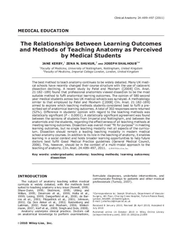 (PDF) The relationships between learning outcomes and methods of ...