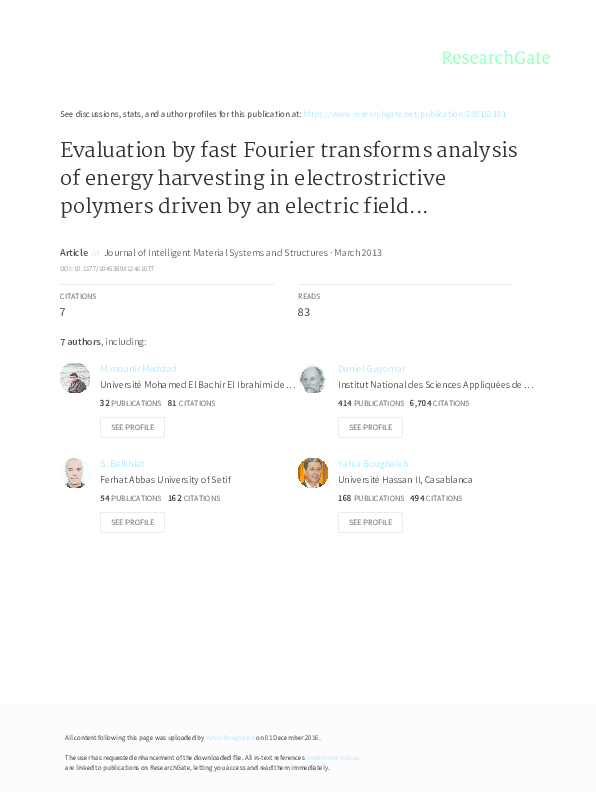 (PDF) Evaluation by fast Fourier transforms analysis of energy ...