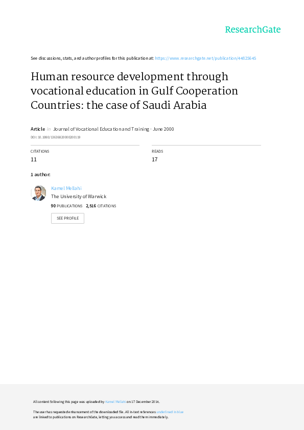 (PDF) Human resource development through vocational education in Gulf ...