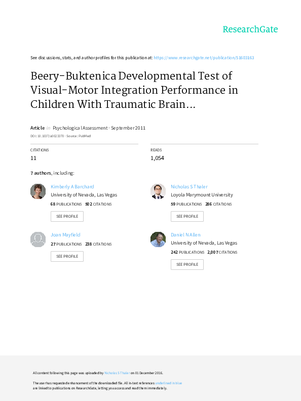 (PDF) Beery-Buktenica Developmental Test of Visual-Motor Integration ...