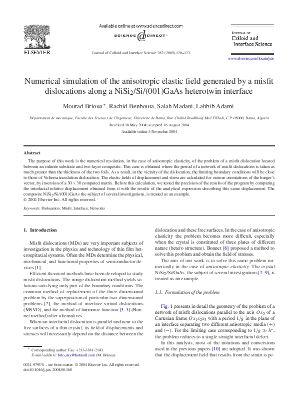 Pdf Numerical Simulation Of The Anisotropic Elastic Field Generated