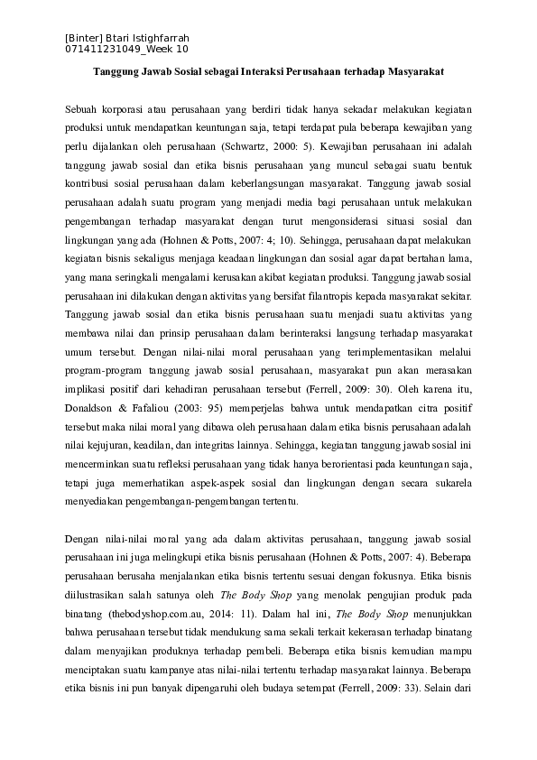 (DOC) Tanggung Jawab Sosial sebagai Interaksi Perusahaan terhadap Masyarakat