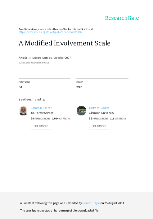 (PDF) A Modified Involvement Scale