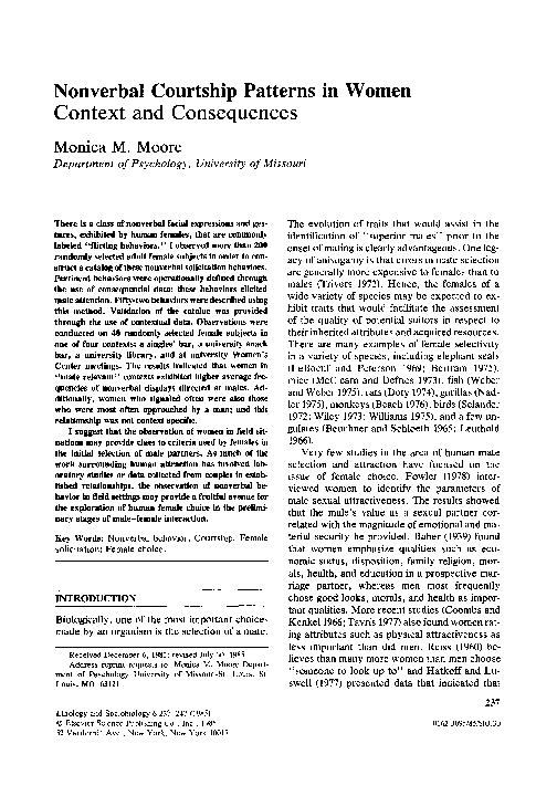 (PDF) Nonverbal courtship patterns in women: Context and consequences