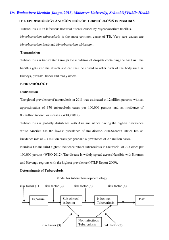 (PDF) THE EPIDEMIOLOGY AND CONTROL OF TUBERCULOSIS IN NAMIBIA