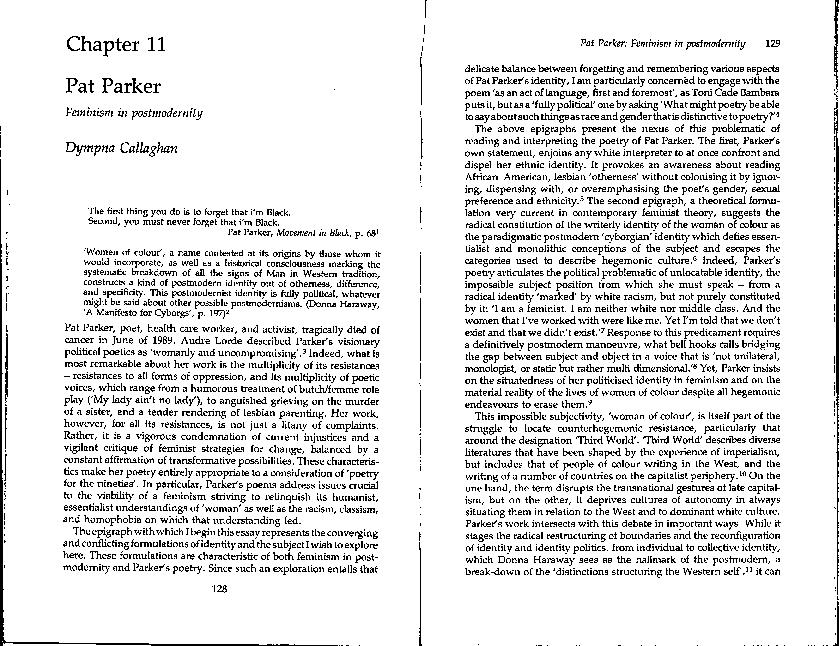 (PDF) Pat Parker: Feminism in Postmodernity (1991, in John Thompson and ...