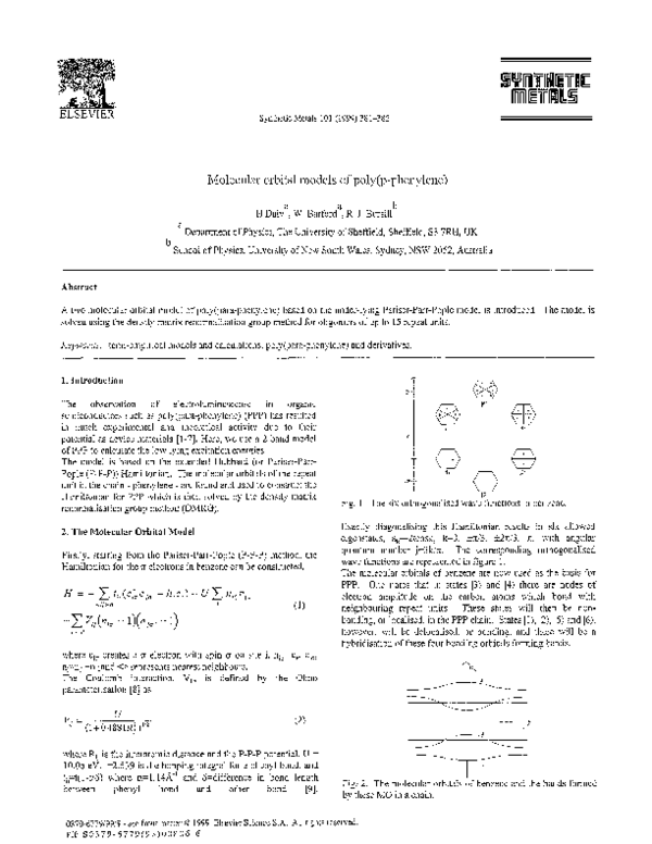 (PDF) Molecular orbital models of poly(p-phenylene)
