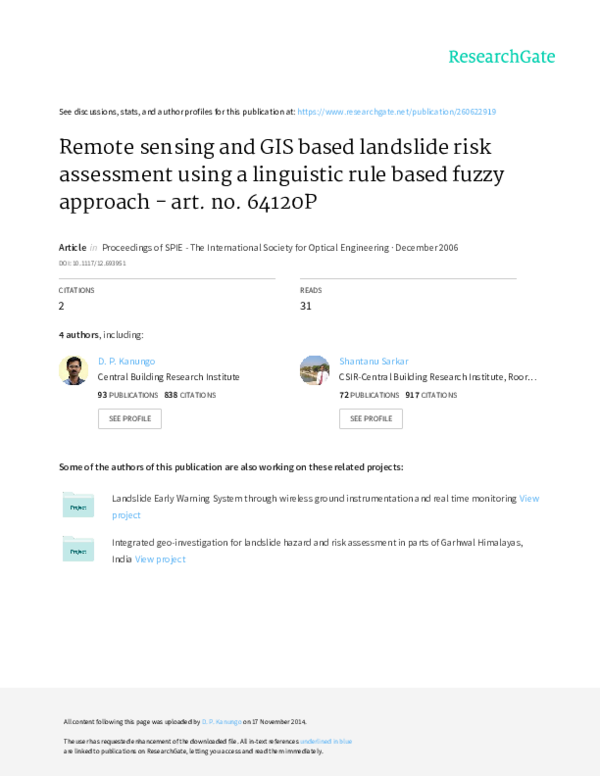 (PDF) Remote sensing and GIS-based landslide risk assessment using a linguistic rule-based fuzzy ...