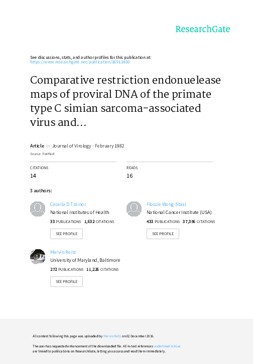 (PDF) Comparative restriction endonuclease maps of proviral DNA of the ...