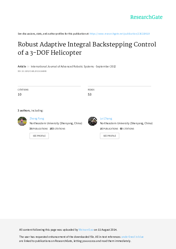Pdf Robust Adaptive Integral Backstepping Control And Its Implementation On Motion Control System