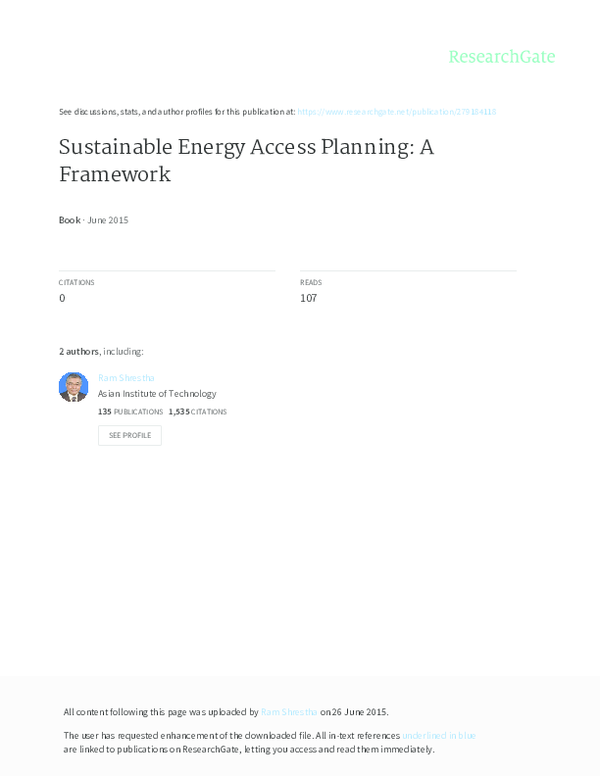 (PDF) Sustainable Energy Access Planning: A Framework
