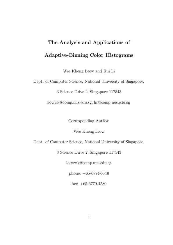 (PDF) Adaptive-Binning Color Histograms