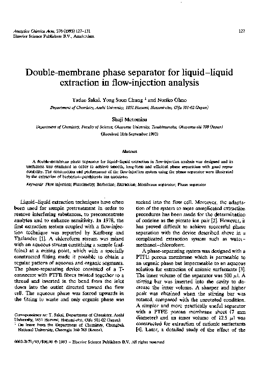 (PDF) Double-membrane phase separator for liquid-liquid extraction in ...