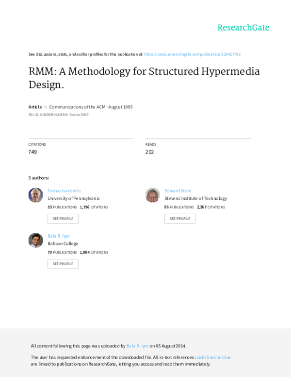 (PDF) RMM: a methodology for structured hypermedia design