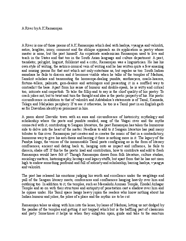 (DOC) A River by A.K.Ramanujan.docx