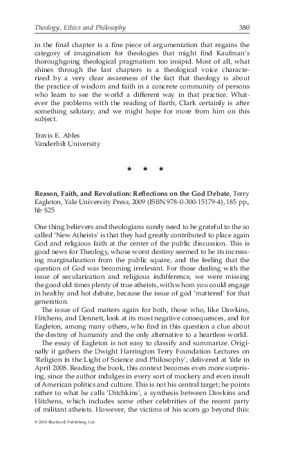 (PDF) Reason, faith, and revolution: Reflections on the God debate