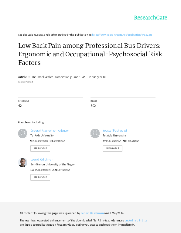 (PDF) Low back pain among professional bus drivers: ergonomic and ...