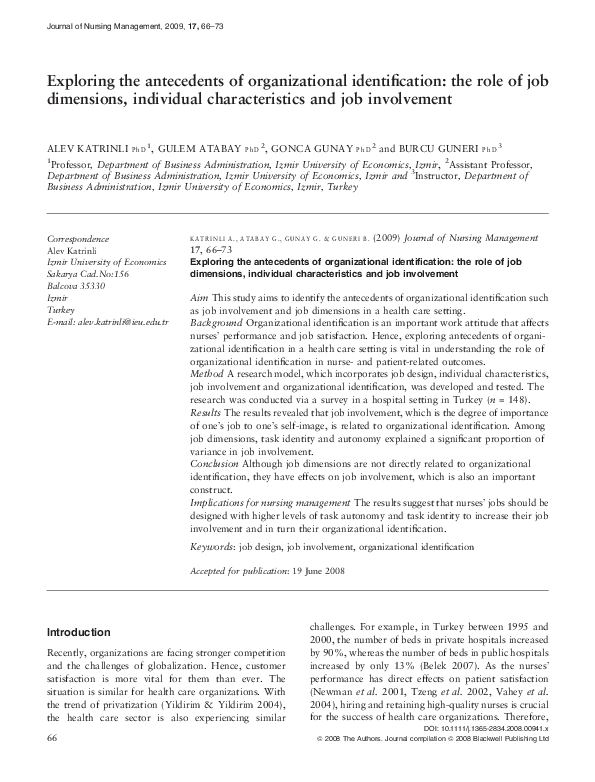 (PDF) Exploring the antecedents of organizational identification: the ...