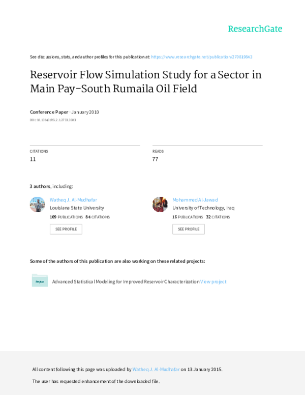 (PDF) Reservoir Flow Simulation Study for a Sector in Main Pay-South ...