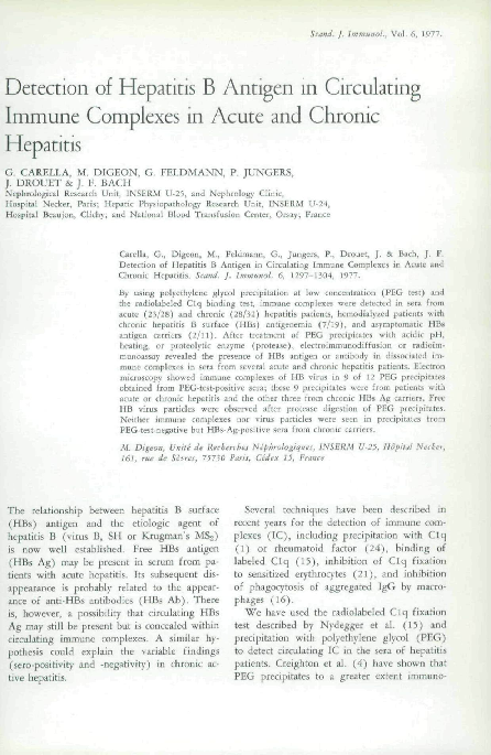 (PDF) Detection of Hepatitis B Antigen in Circulating Immune Complexes ...