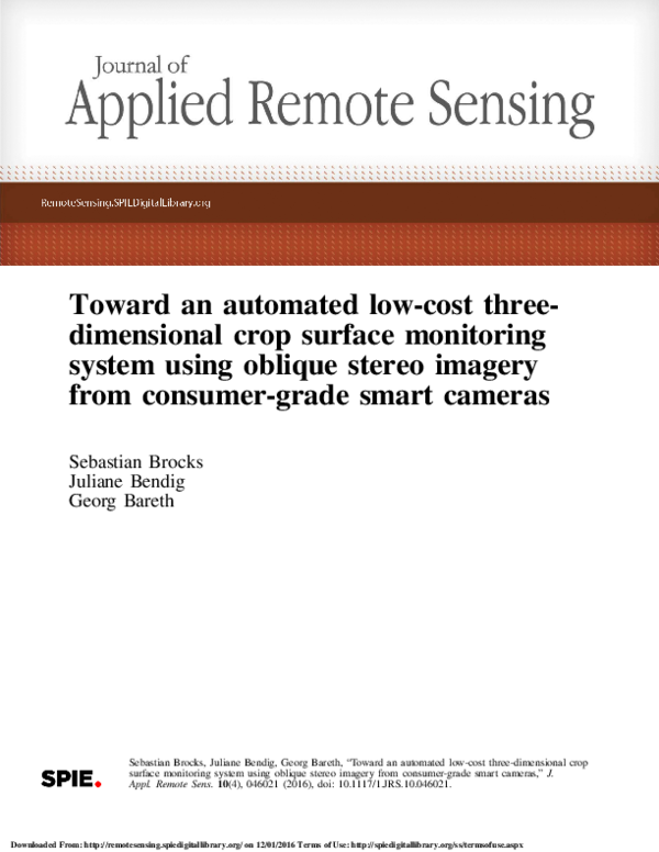 (PDF) Toward an automated low-cost three- dimensional crop surface ...