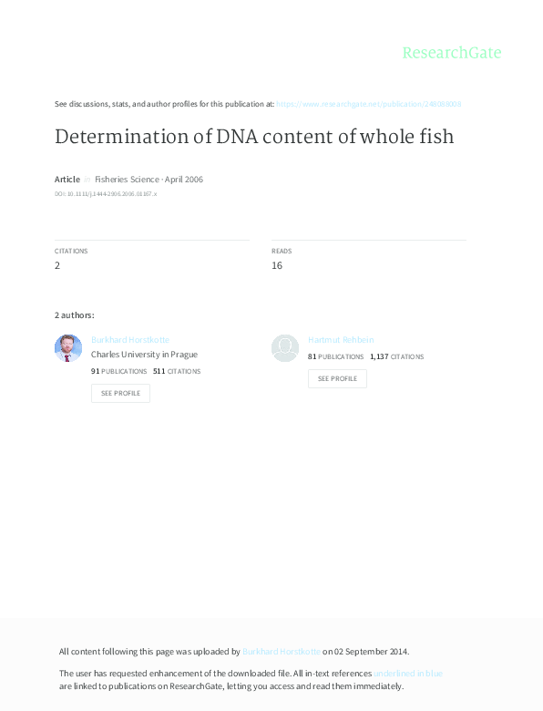 (PDF) Determination of DNA content of whole fish