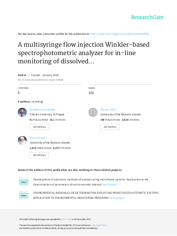 (PDF) A multisyringe flow injection Winkler-based spectrophotometric analyzer for in-line ...