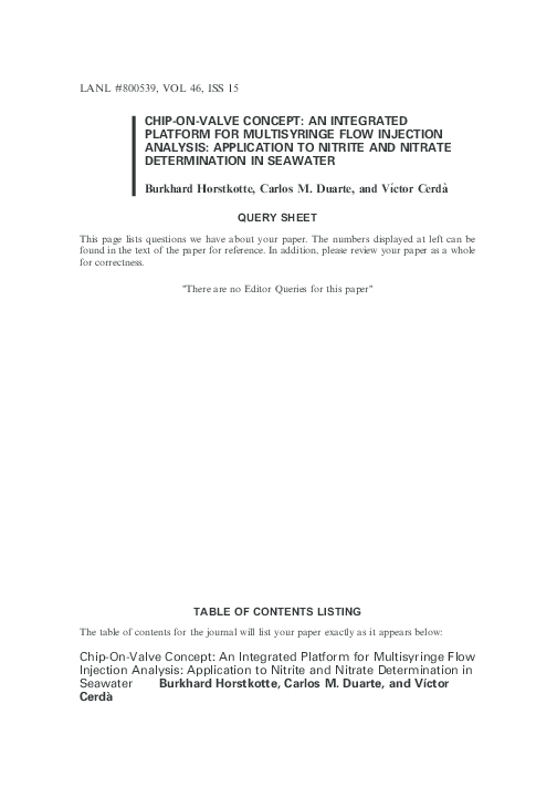 Pdf Chip On Valve Concept An Integrated Platform For Multisyringe Flow Injection Analysis