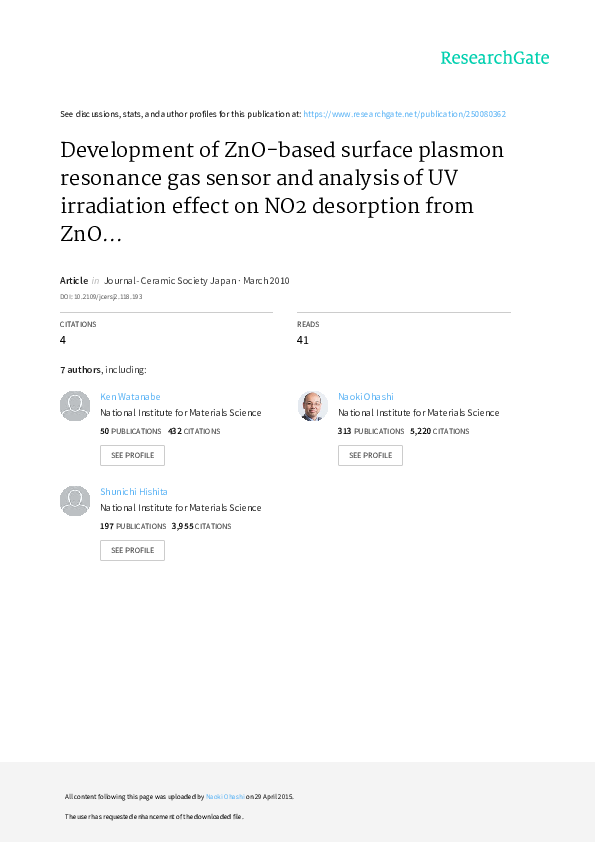 (PDF) Performance degradation mechanism of the light-activated room temperature NO2 gas sensor ...