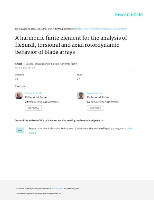 (PDF) A Harmonic Finite Element for the Analysis of Flexural, Torsional ...