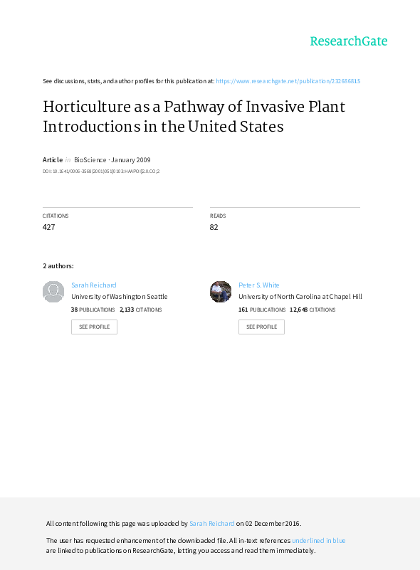(PDF) Horticulture as a pathway of invasive plant introductions in the ...