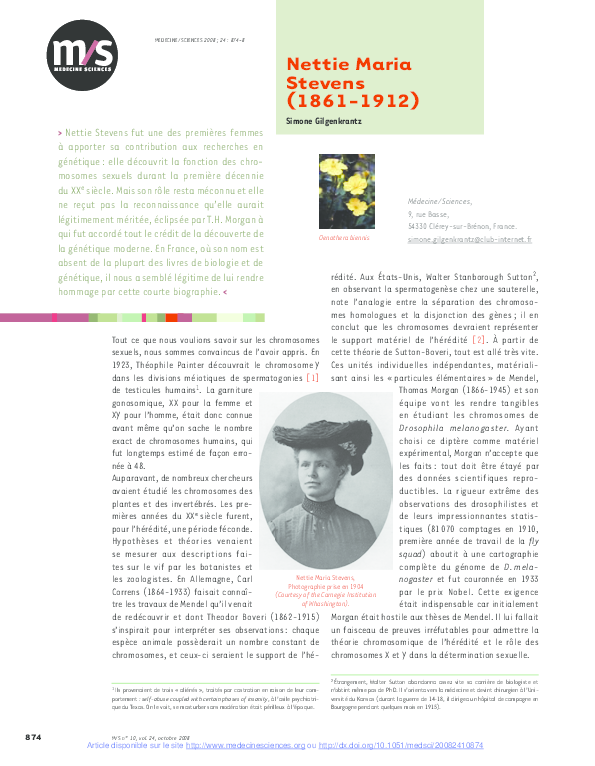(PDF) Nettie Maria Stevens (1861-1912)