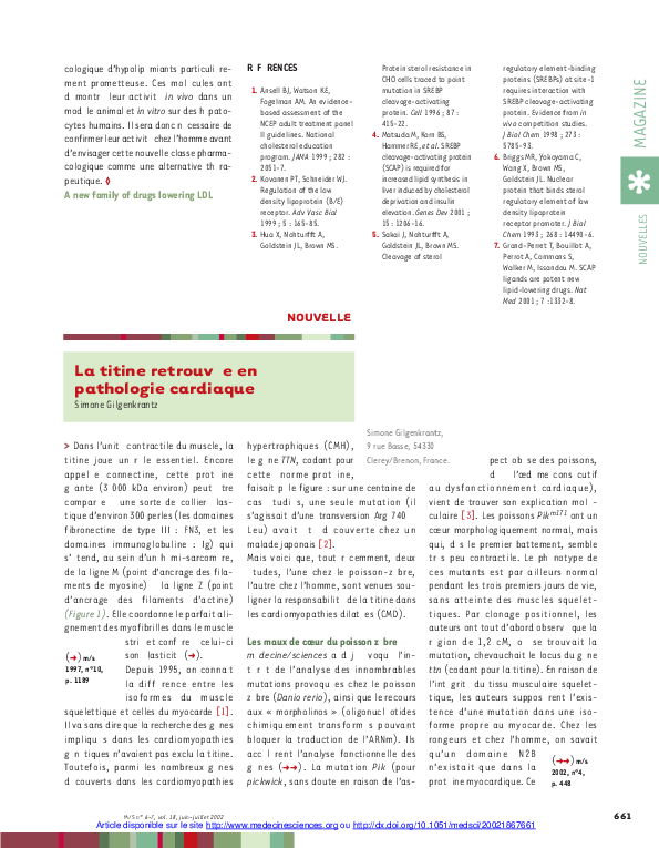 (PDF) La titine retrouvée en pathologie cardiaque