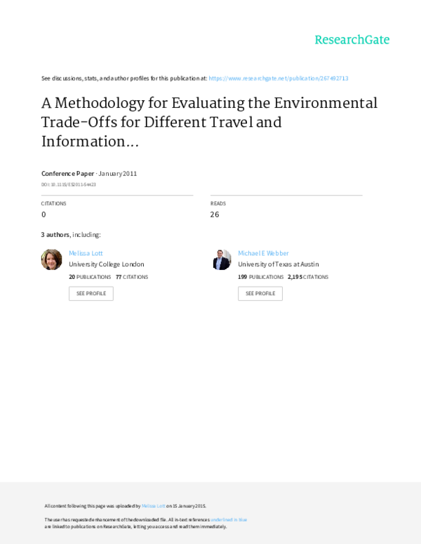 (PDF) Evaluating ICT vs. Travel Environmental Trade-Offs