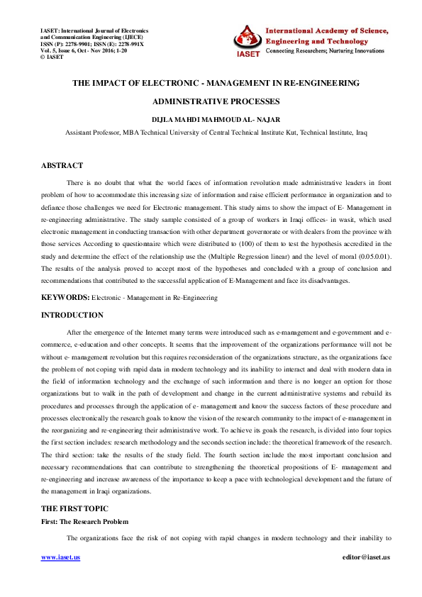 (PDF) THE IMPACT OF ELECTRONIC -MANAGEMENT IN RE-ENGINEERING ...