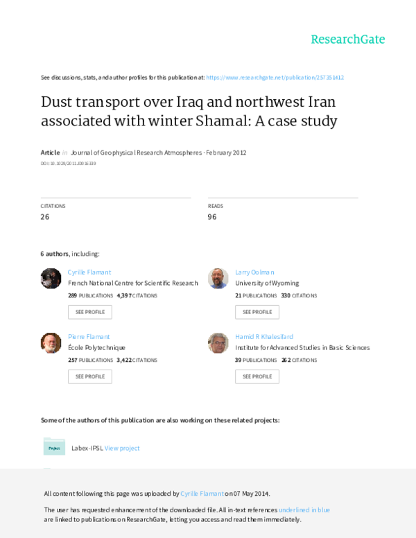 (PDF) Dust transport over Iraq and northwest Iran associated with ...