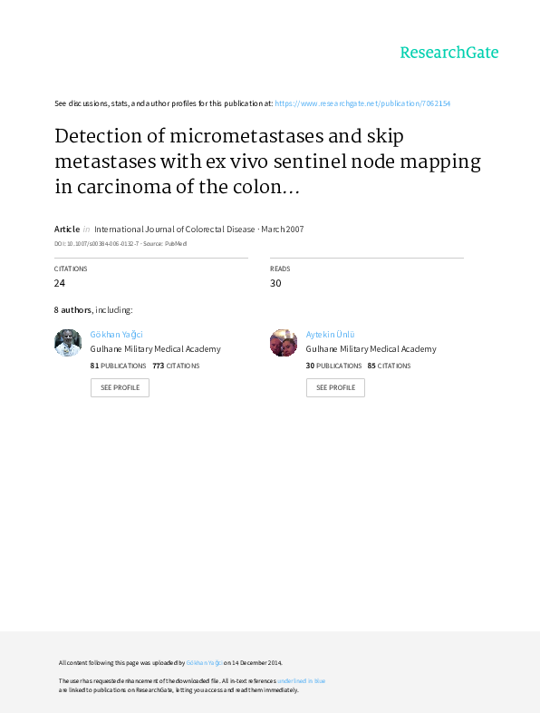 (PDF) Detection of micrometastases and skip metastases with ex vivo ...