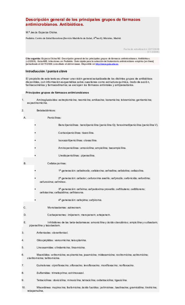 (DOC) Clasificacion Antimicrobianos