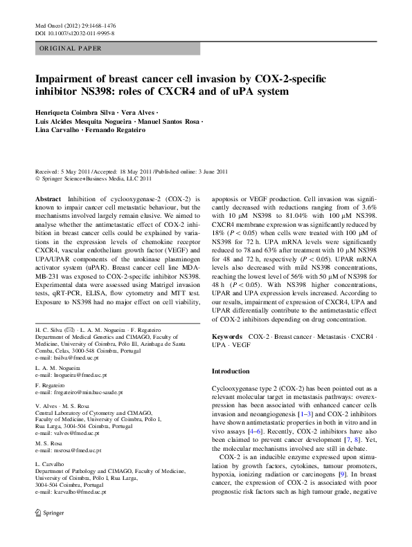 (PDF) Impairment of breast cancer cell invasion by COX2-specific ...