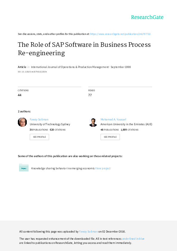 (PDF) The role of SAP software in business process re-engineering