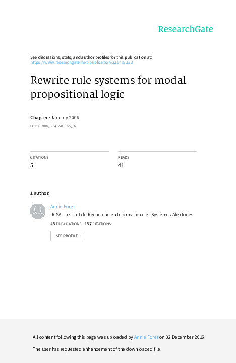 (PDF) Rewrite Rule Systems for Modal Propositional Logic