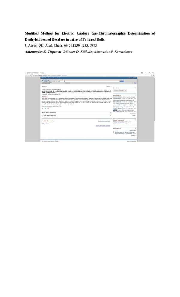 Pdf Modified Method For Electron Capture Gas Chromatographic Determination Of