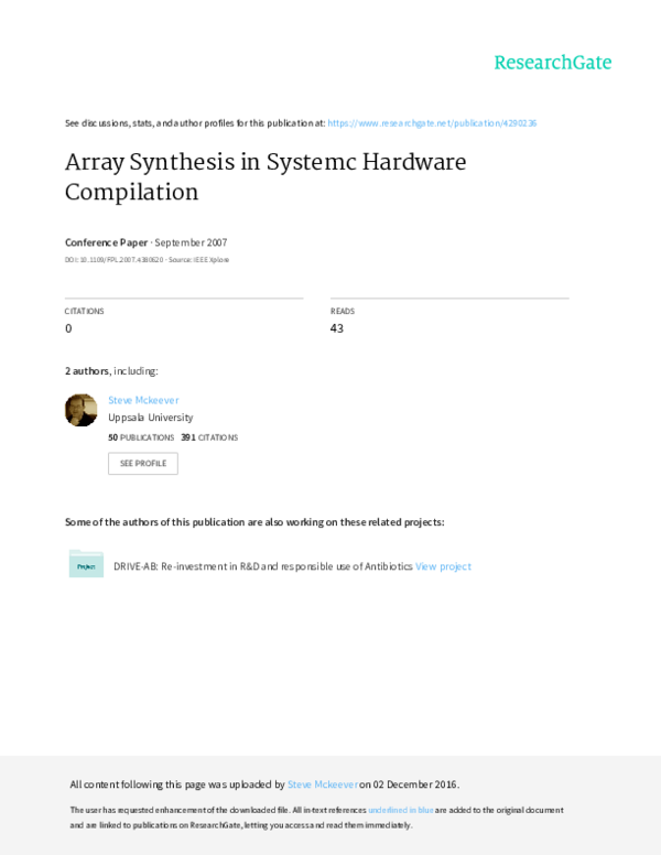 (PDF) Array Synthesis in SystemC Hardware Compilation